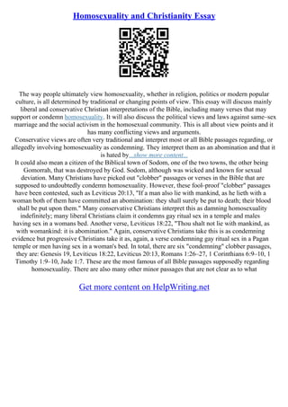 Homosexuality Essays | PDF