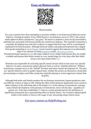 Homosexuality Essays | PDF