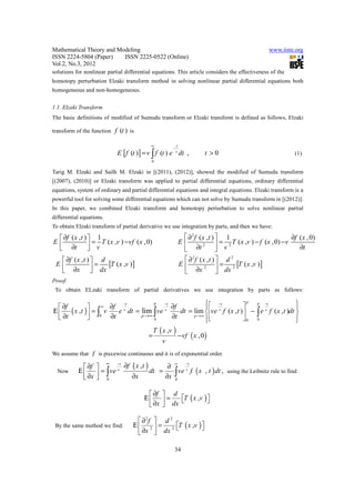Homotopy perturbation and elzaki transform for solving nonlinear partial differential equations ...