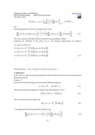 Homotopy perturbation and elzaki transform for solving nonlinear partial differential equations ...