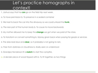 Homophones homographs & homonyms list with examples PDF | PDF | Musical ...