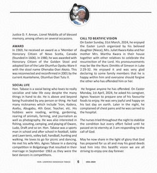 HONOURABLE LAWRENCE BANDASOA TABASE funeral brochure | PDF