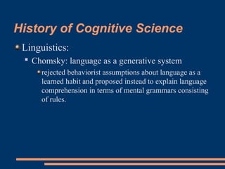 Overview and history of cognitive science | PPT | Artificial ...