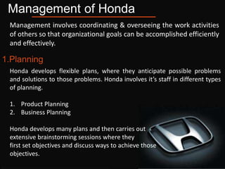 Honda-Management and Technical Aspects | PPTX