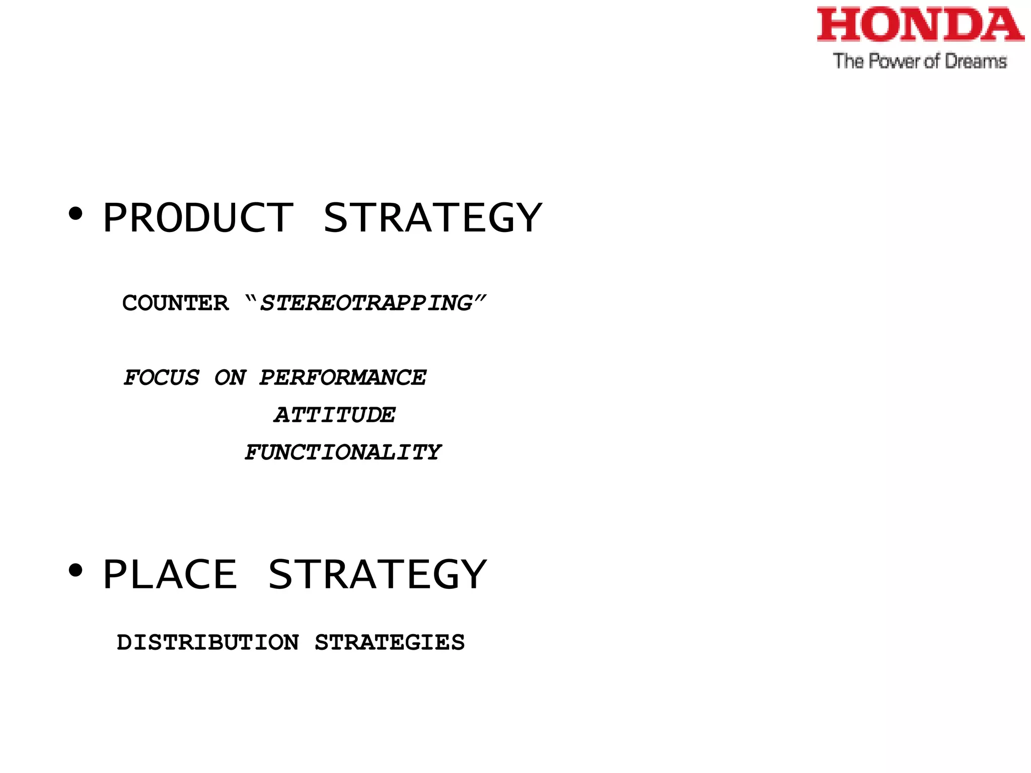 Honda family 4wd marketing strategies | PPT