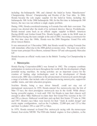 Honda Company Analysis Report | DOCX