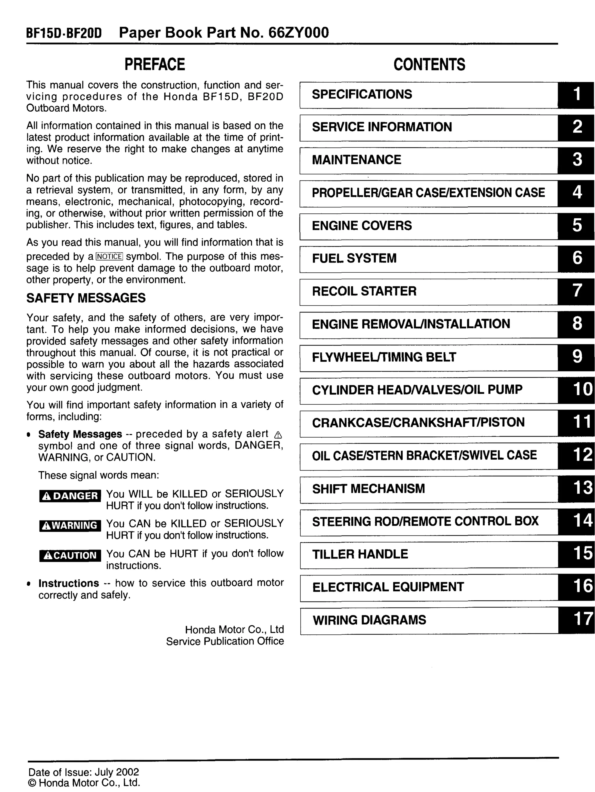 Honda marine outboard bf15 d service repair manual | PDF