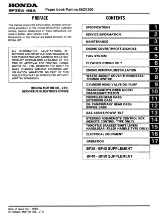 Honda marine outboard bf45 a service repair manual | PDF