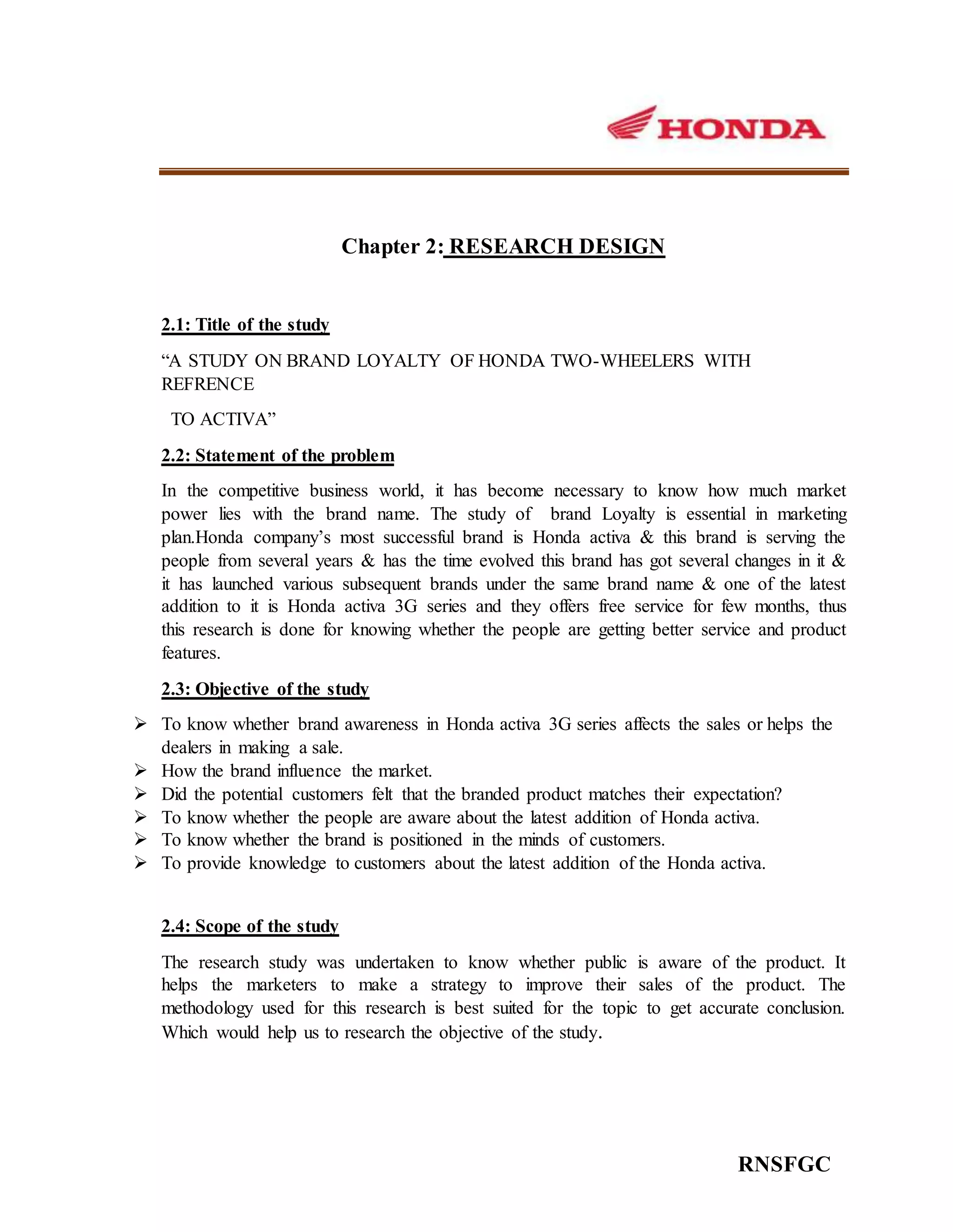 Honda motors project report | DOCX