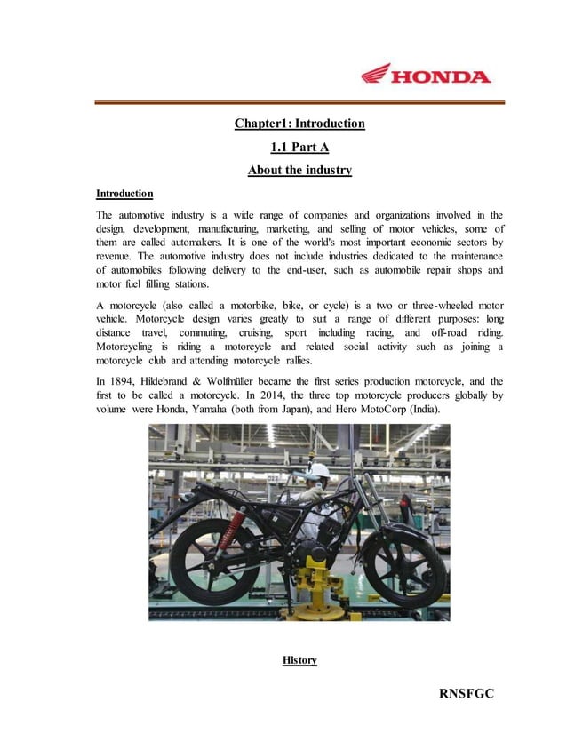 Honda motors project report | DOCX | Motorcycle Sports | Auto Racing