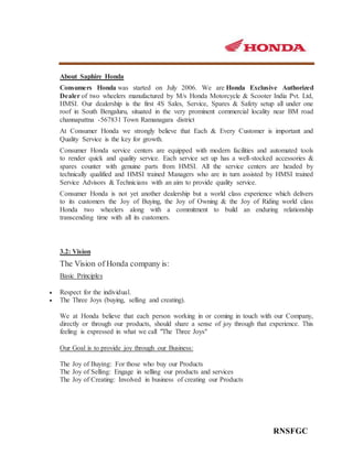 Honda motors project report | DOCX