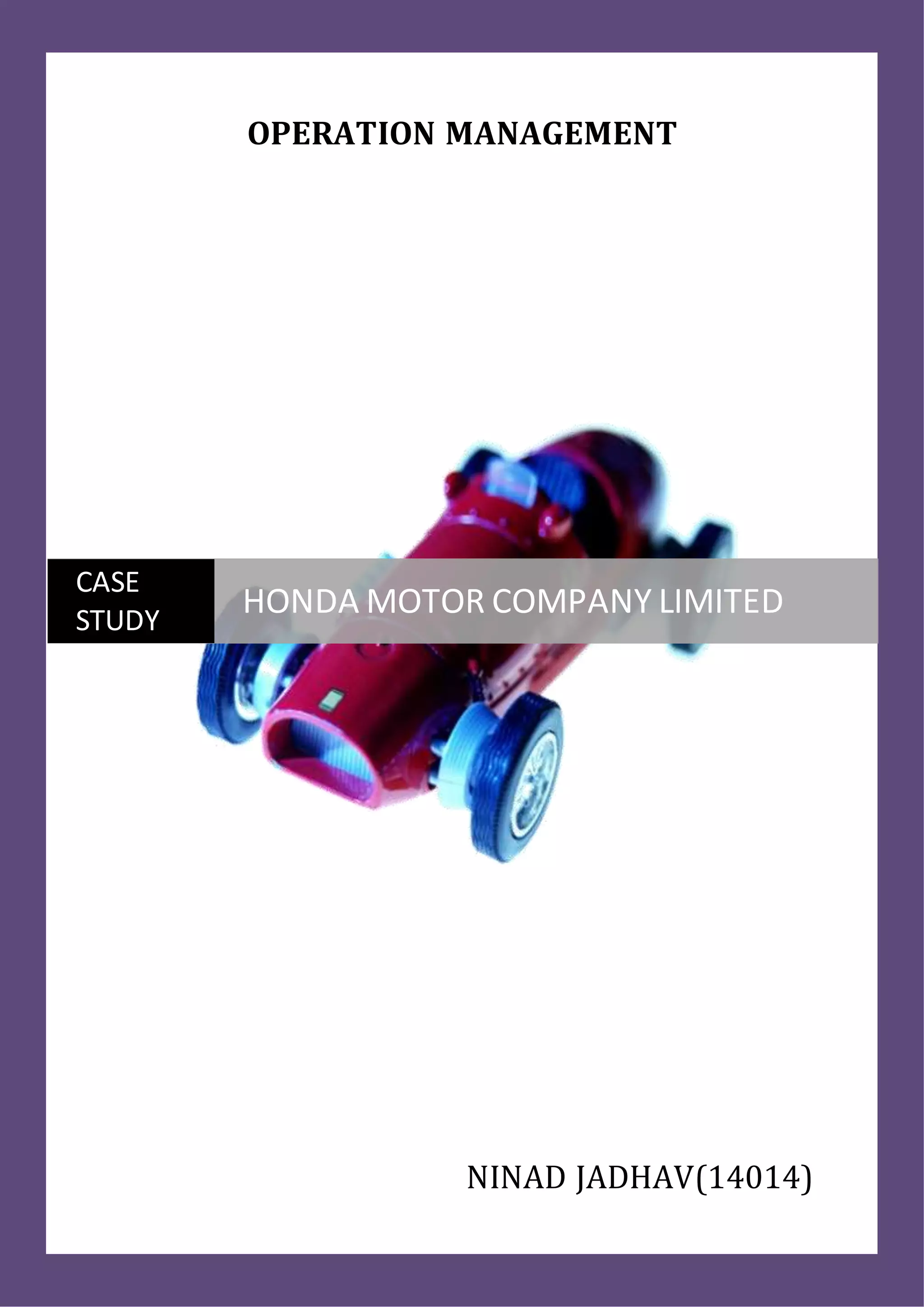 Honda operation management..ninad | DOCX