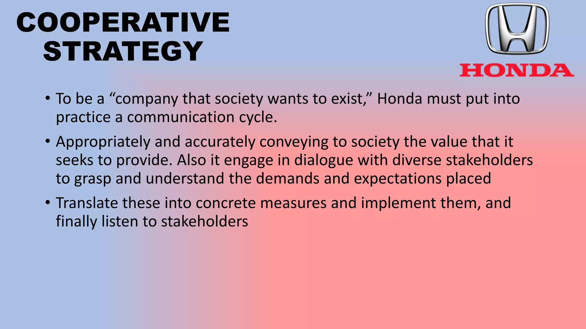 Honda's strategic management | PPTX