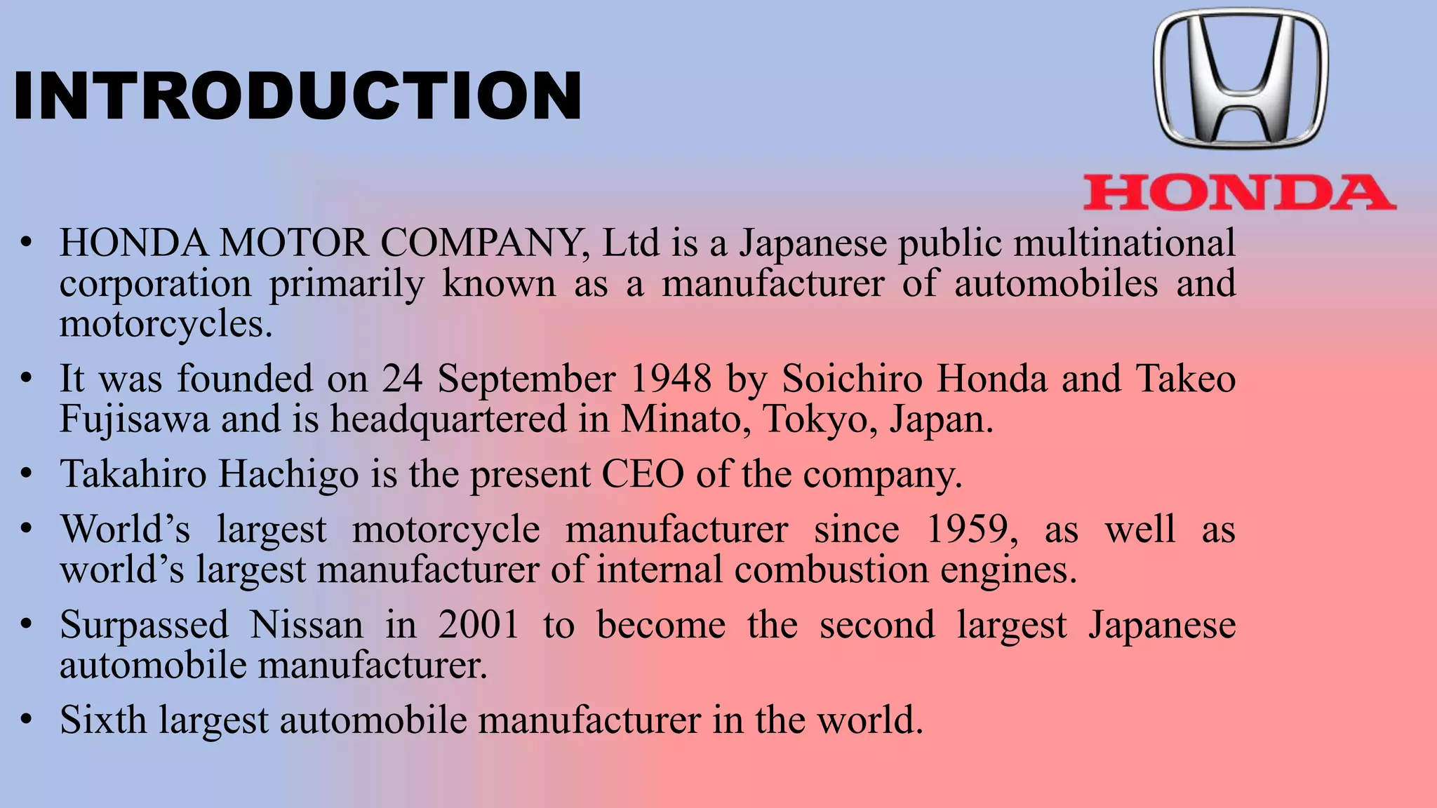 Honda's strategic management | PPTX