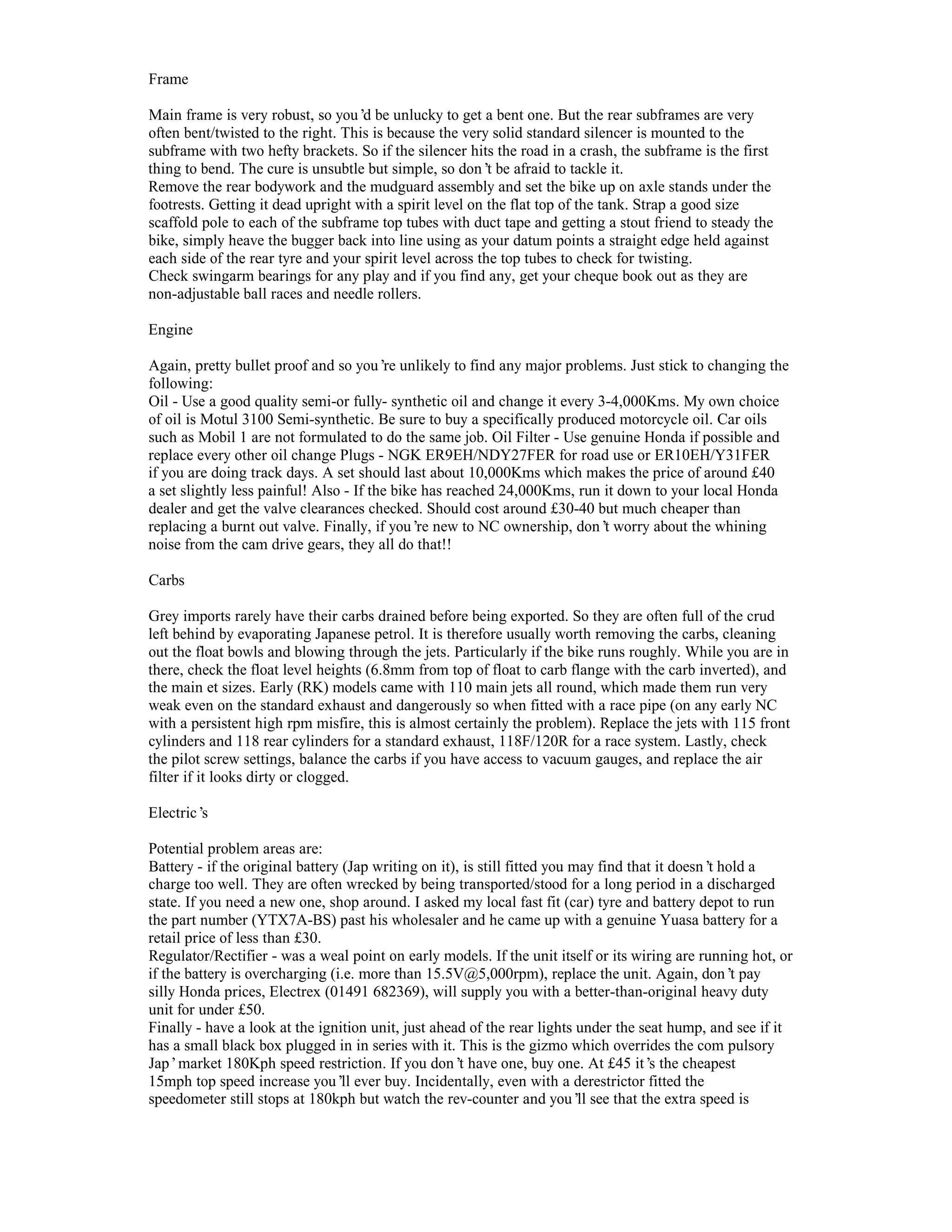 Honda vfr 400 nc30 checklist buyer guide | PDF