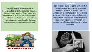 Honestidad e integridad present | PPTX