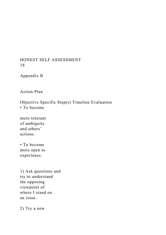 HONEST SELF ASSESSMENT .docx