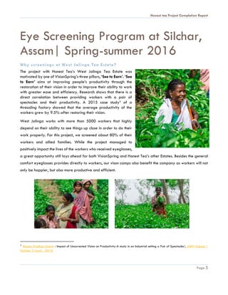 VisionSpring & Honest Tea | Vision Screening Camps For Tea Estate Workers | PDF