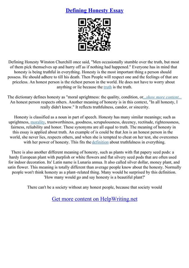 Honesty Definition Essay | PDF