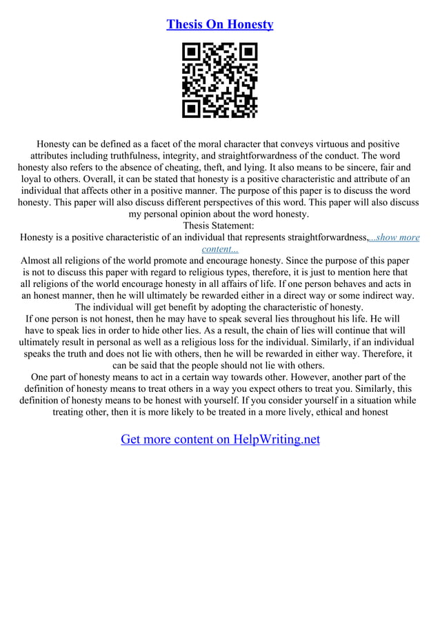 Honesty Definition Essay | PDF