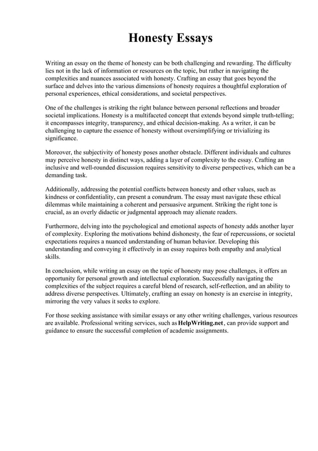 Honesty Essays.pdf | Education