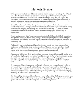 Honesty Essays | PDF