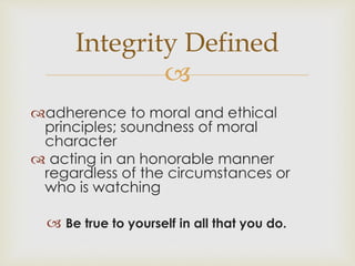 Honesty integrity revised | PPTX