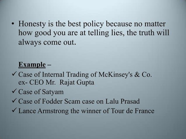 Honesty is a best policy | PPTX | Business | Business and Finance