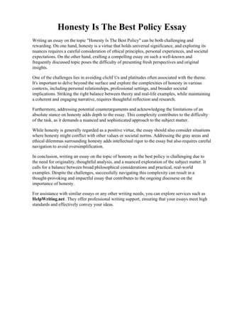 Honesty Is The Best Policy Essay.pdf