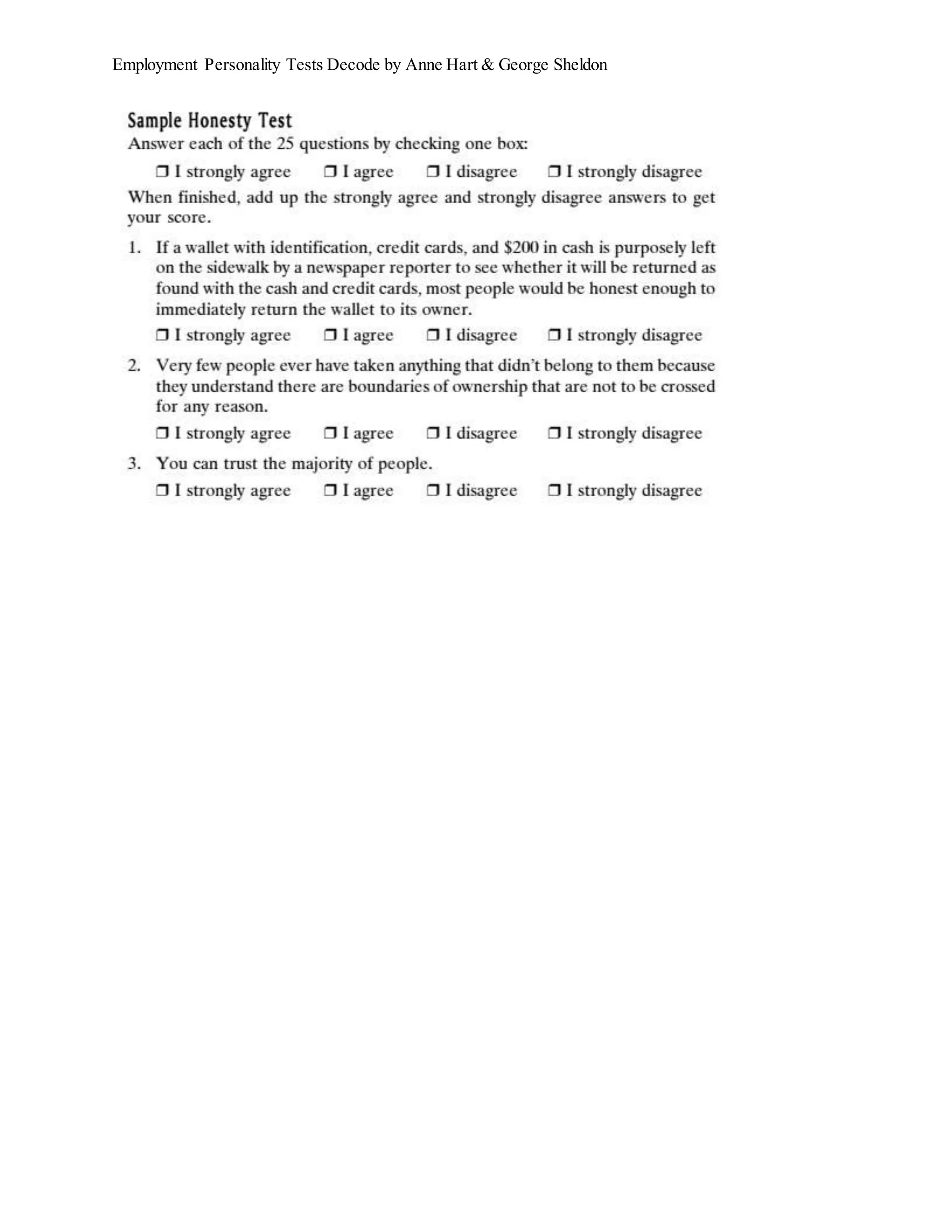 Honesty testing | DOCX | Careers