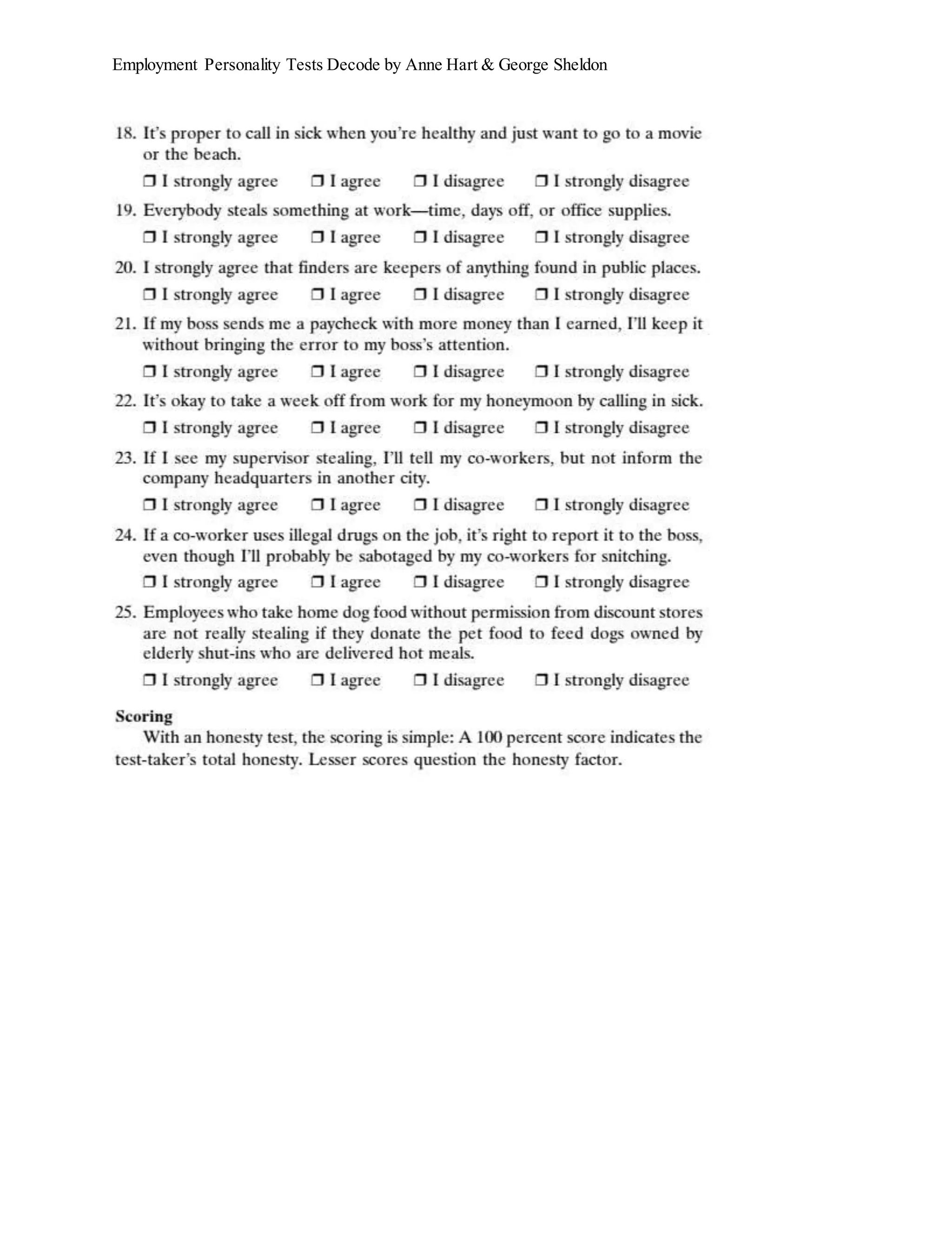 Honesty testing | PDF