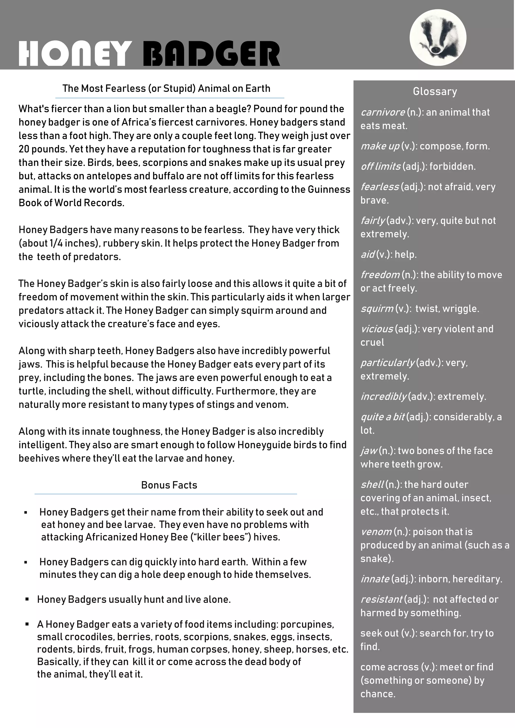 Honey badger (comparative superlative) | PDF