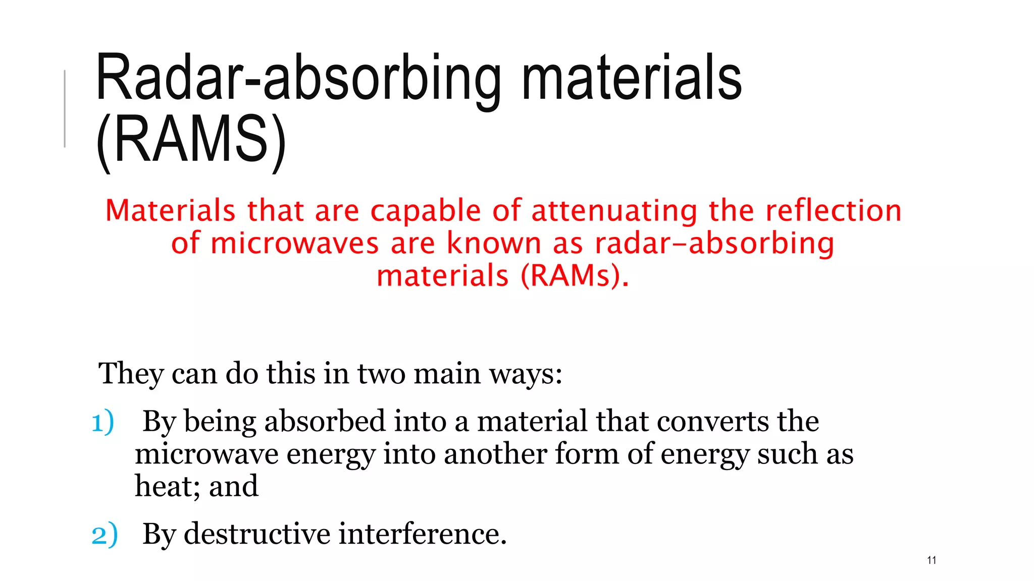 STEALTH TECHNOLOGY FOR AIRCRAFTS BASED ON MICROWAVE ABSORBER USING ...