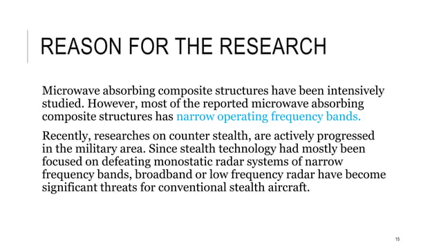 STEALTH TECHNOLOGY FOR AIRCRAFTS BASED ON MICROWAVE ABSORBER USING ...