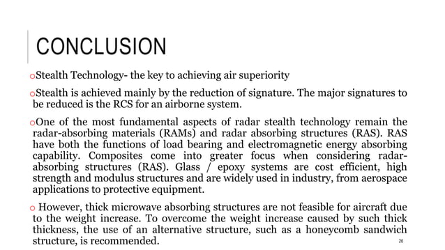 STEALTH TECHNOLOGY FOR AIRCRAFTS BASED ON MICROWAVE ABSORBER USING ...