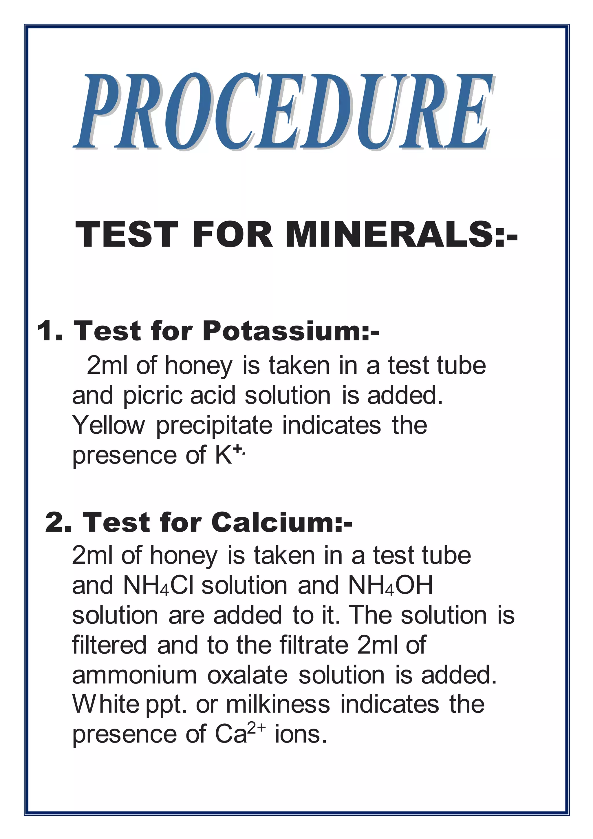 chemistry project for class 12 on analysis of honey | DOCX
