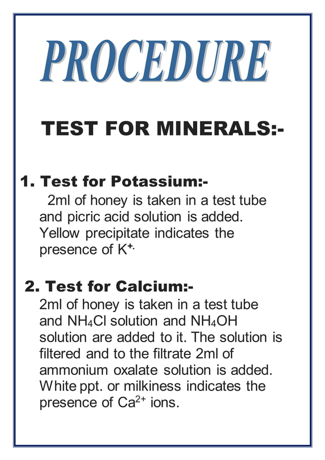 chemistry project for class 12 on analysis of honey | DOCX