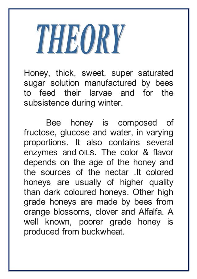 chemistry project for class 12 on analysis of honey | DOCX