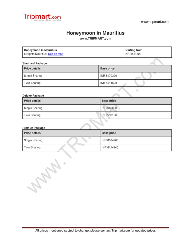 Honeymoon in Mauritius | PDF