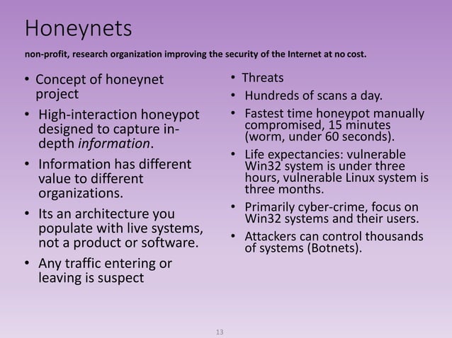 Honeypots and honeynets | PPTX | Internet | Computing