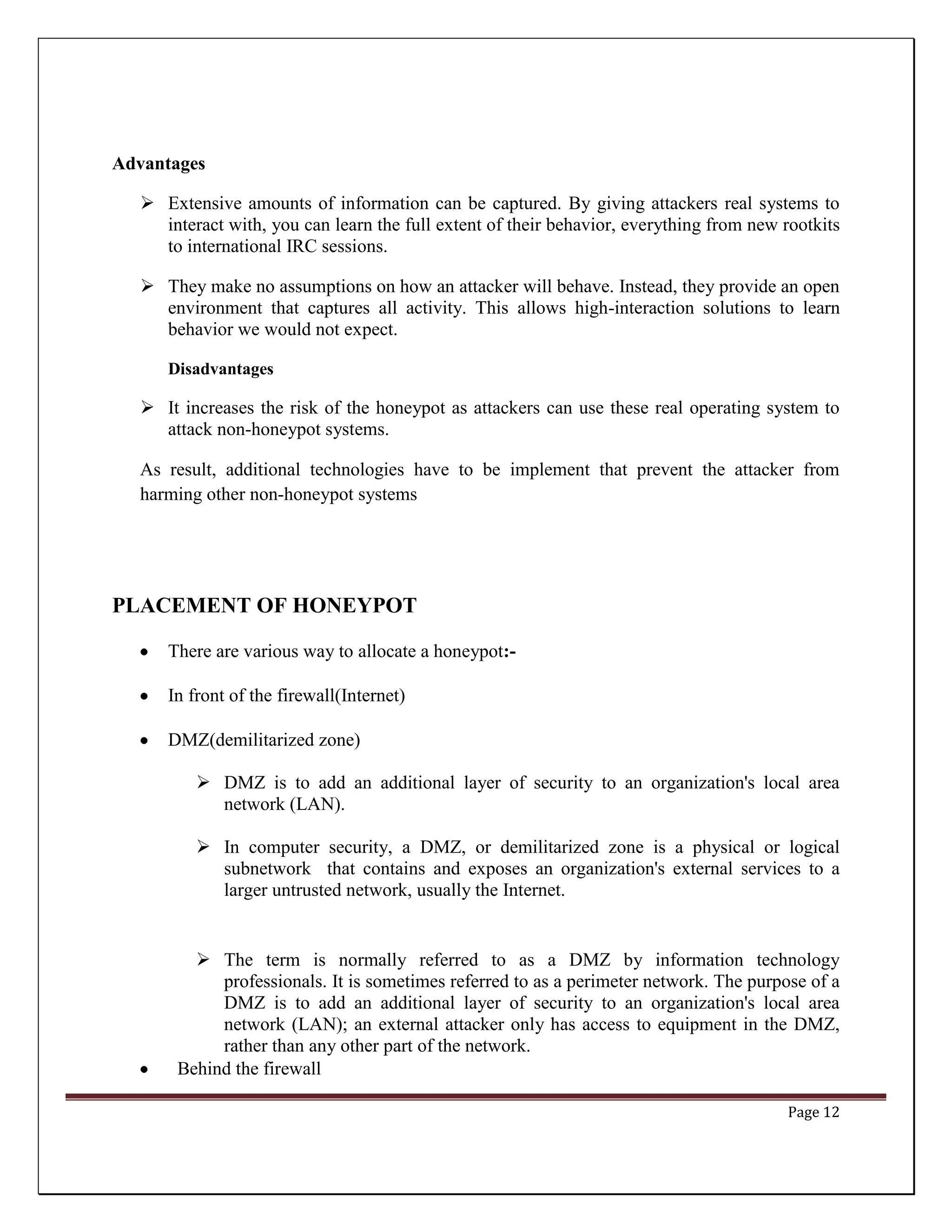 Honeypot seminar report | DOC