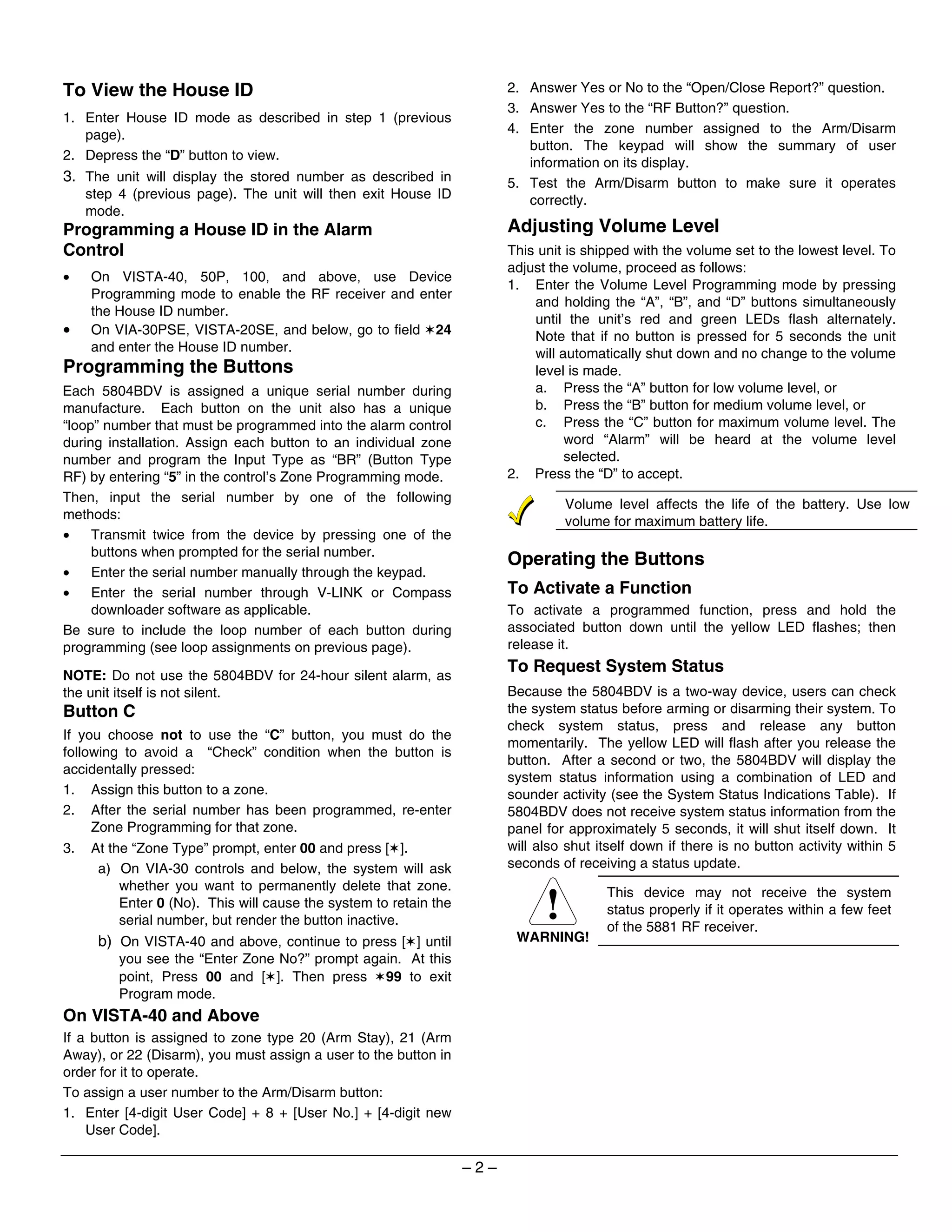 Honeywell 5804bdv-install-guide | PDF