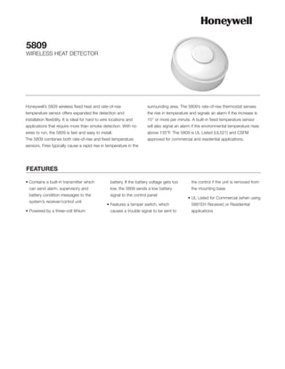 Honeywell 5809-data-sheet | PDF
