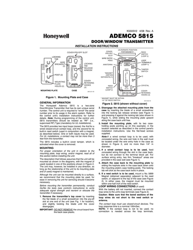 Honeywell 5815-install-guide | PDF | Radio Control | Hobbies & Interests