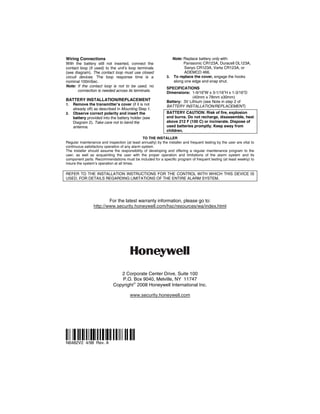 Honeywell 5816-install-guide | PDF