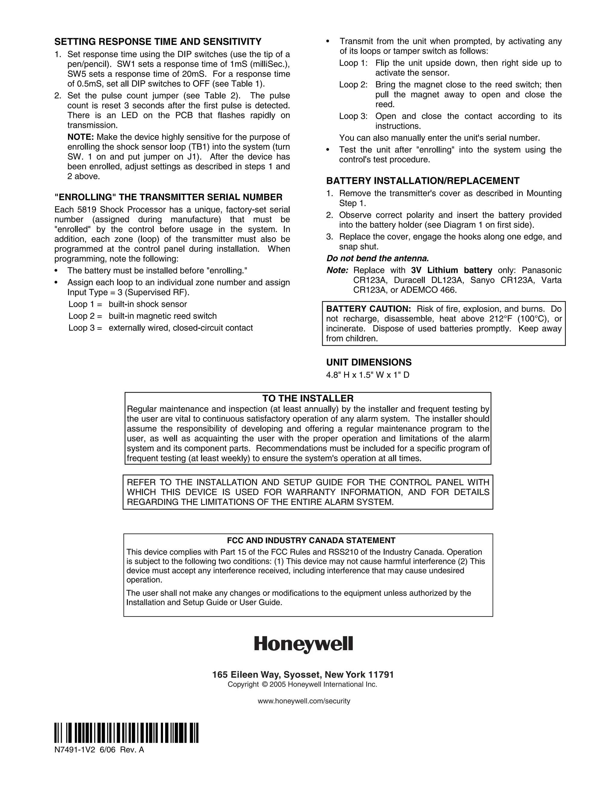 Honeywell 5819whs-5819brs-install-guide | PDF