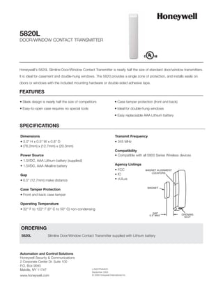 Honeywell 5820l-data-sheet | PDF