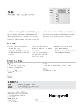 Honeywell 5828-data-sheet | PDF | Consumer Electronics | Technology ...