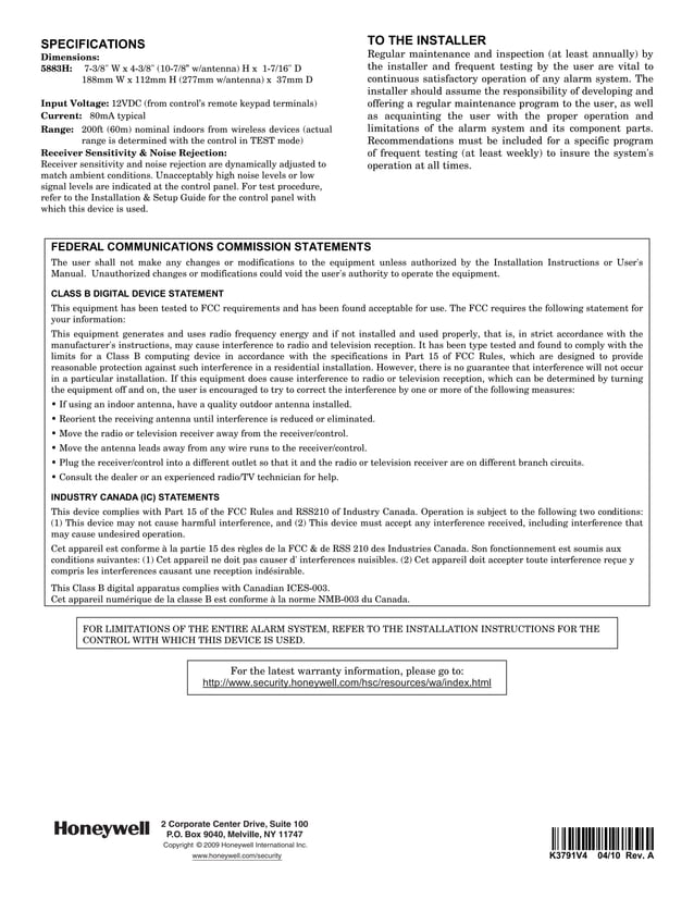 Honeywell 5883h-install-guide | PDF | Radio Control | Hobbies & Interests