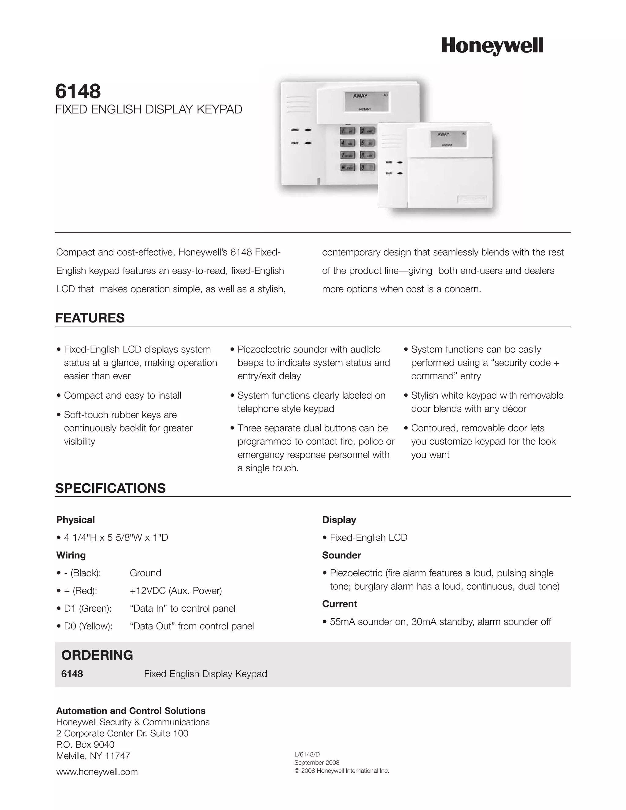 Honeywell 6148-data-sheet | PDF